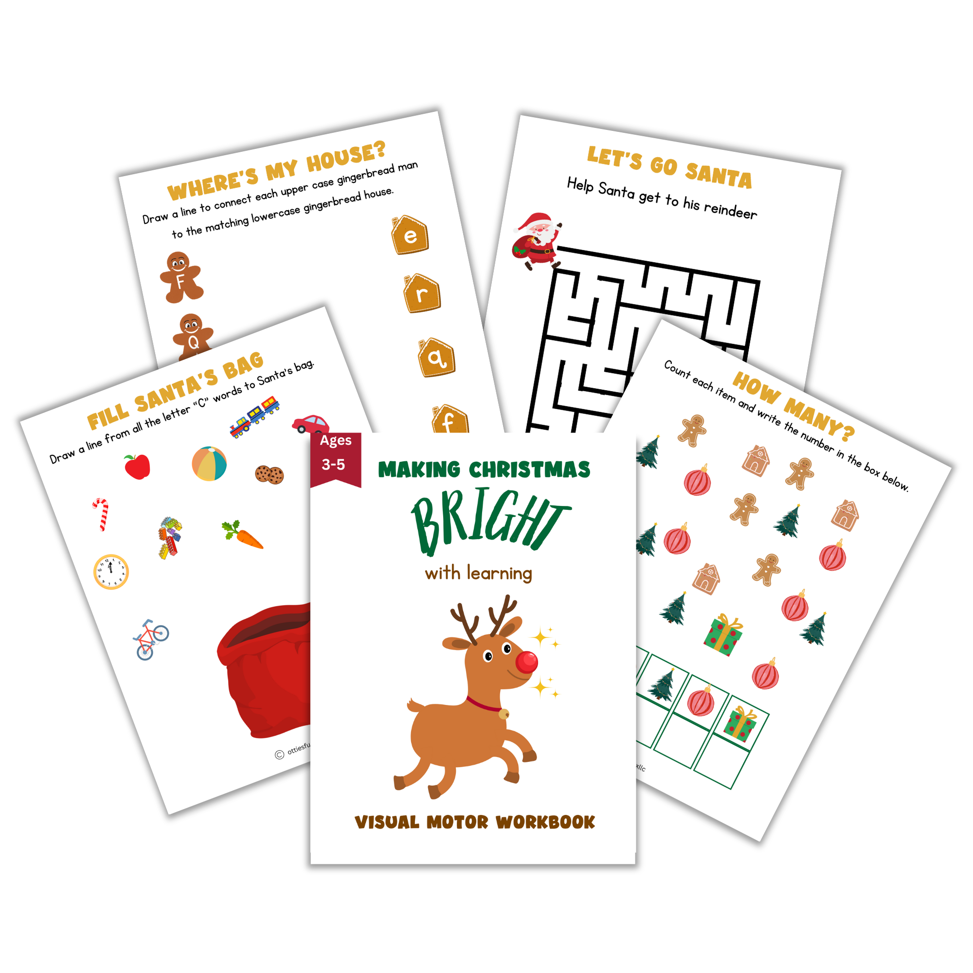 Making Christmas Bright-Visual Motor Workbook - Ottie's Fun Box